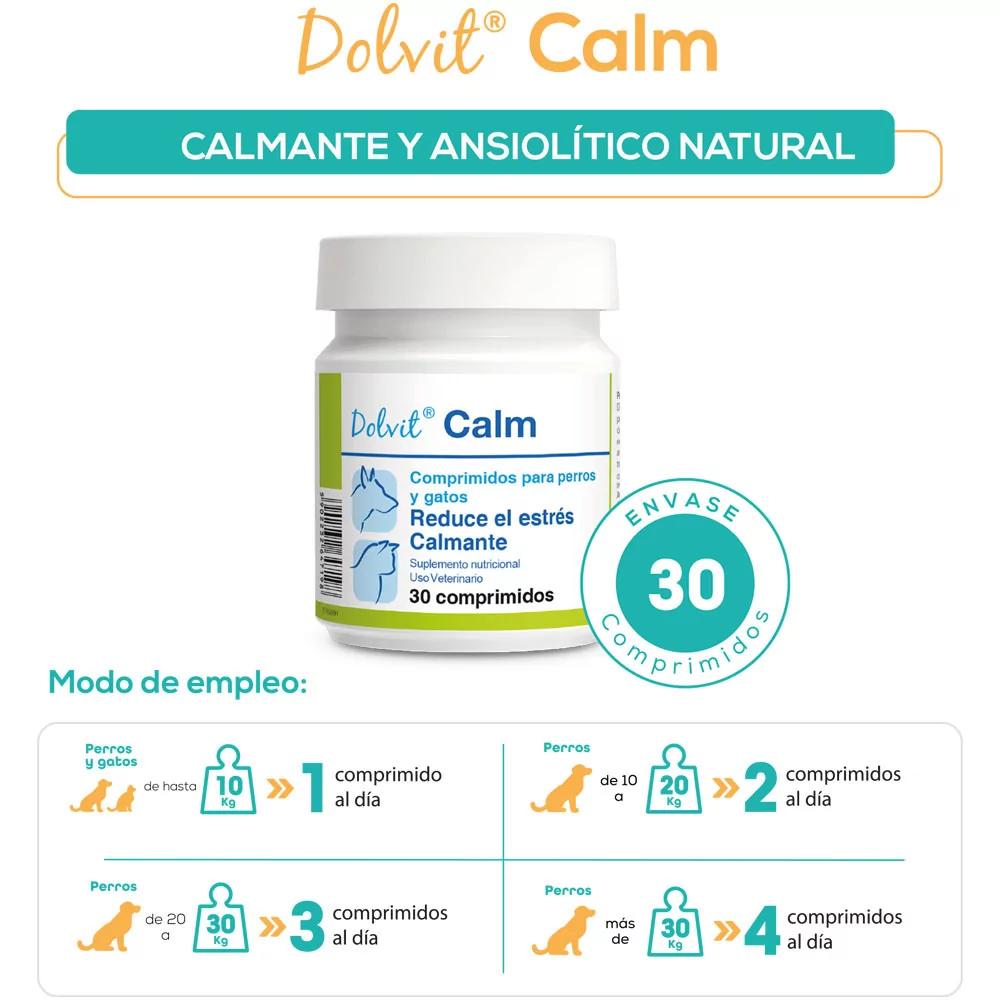 Suplemento Relajante Ansiolítico Natural Dolvit Calm 30 Tab Dolfos Pet