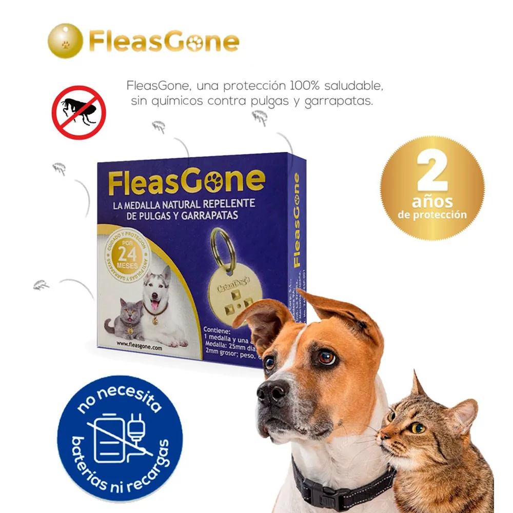 Medalla FleasGone para Perros y Gatos: No mas pulgas y Garrapatas